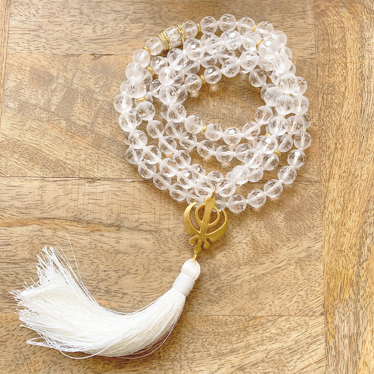 Clear Quartz Mala with Adi Shakti Guru Bead – Rana Nader Yoga